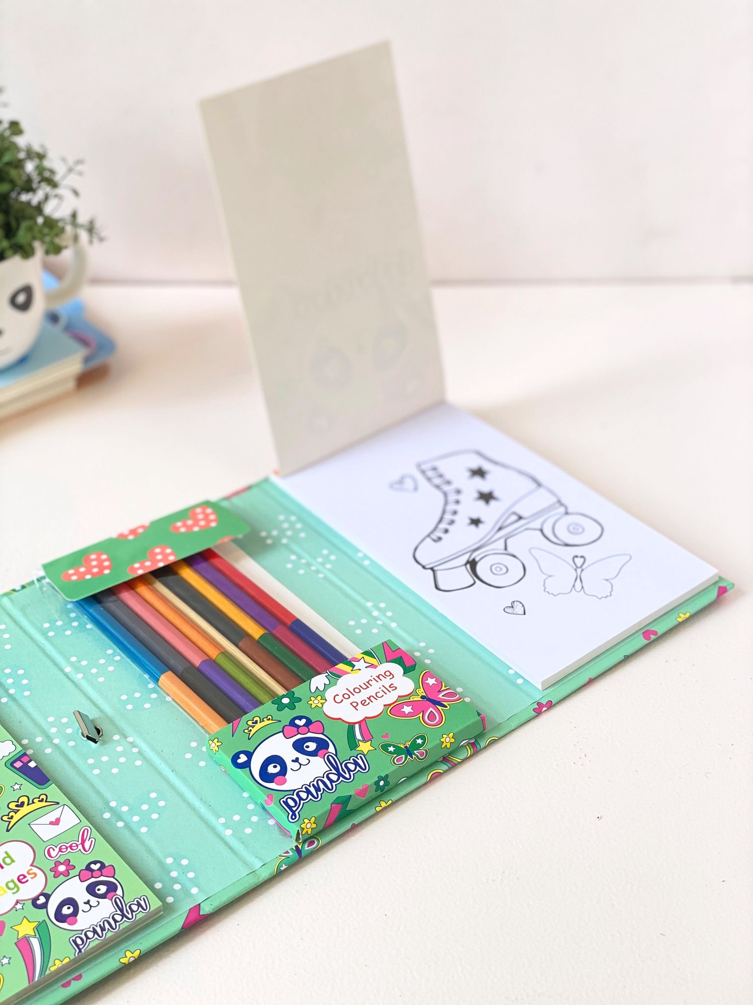 Panda Colouring Book Set for Kids – Creative Art Kit with Pencils, Sti ...